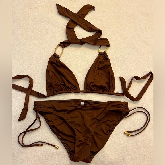 Trina Turk | Swim | Two Piece String Bikini With Gold Brass Accents ...